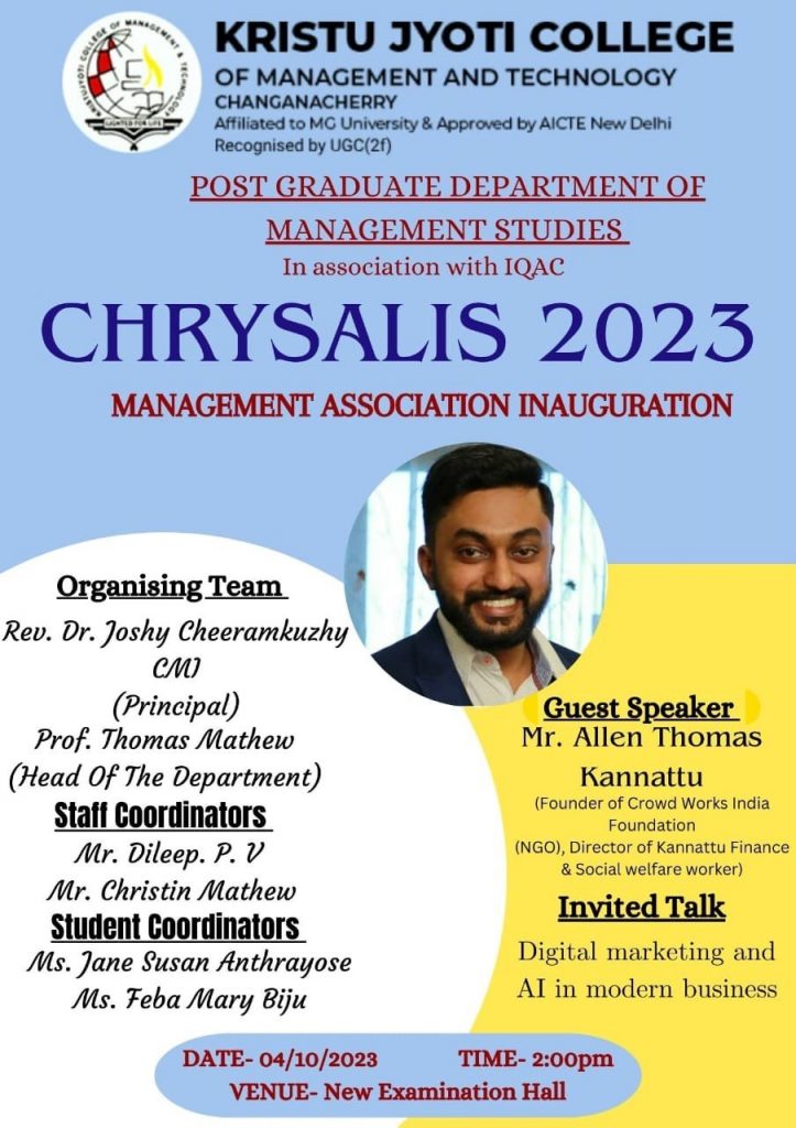 Management Association- CHRYSALIS - Kristu Jyoti College of Management & Technology : Kristu ...