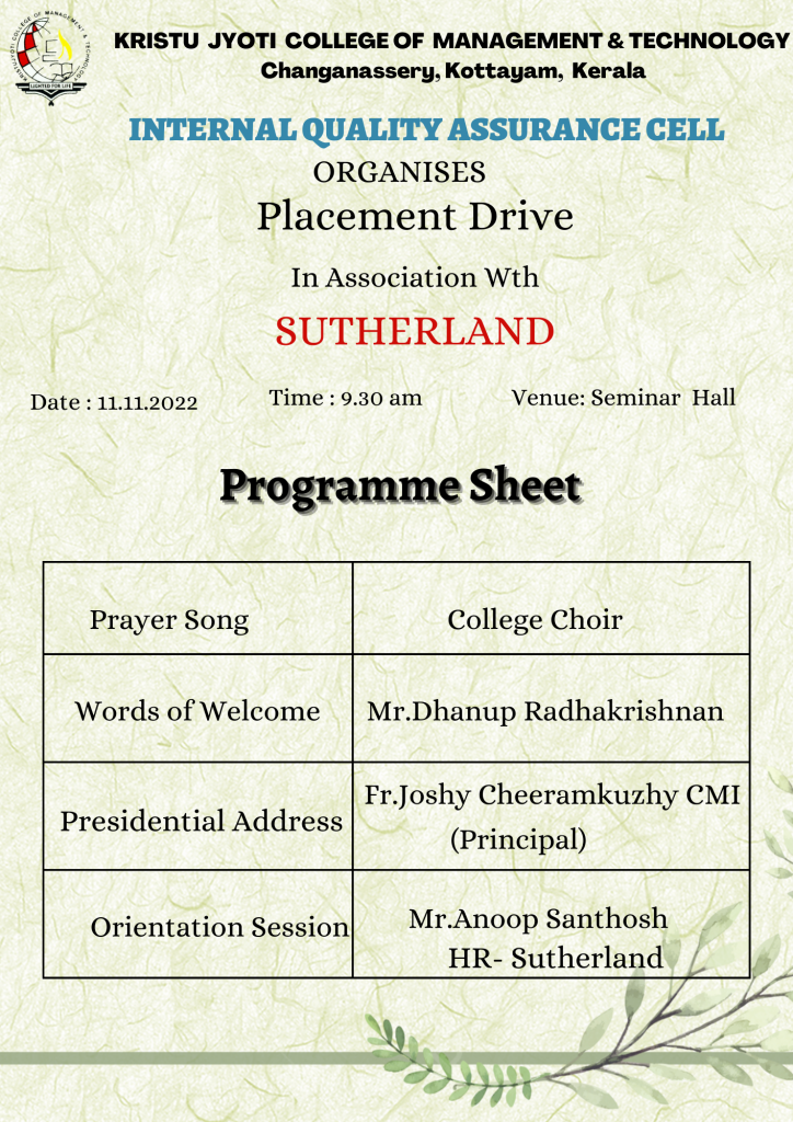 REPORTS-PLACEMENT CELL - Kristu Jyoti College of Management ...